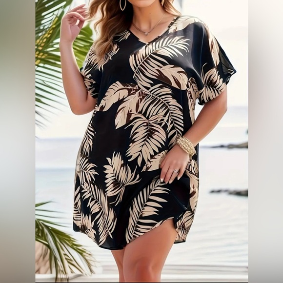 Dresses | 689 2x Plus Size Floral Tropical Print Tunic Dress | Poshmark